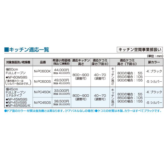Panasonic（パナソニック） N-PC600S ビルトイン食器洗い乾燥機用 幅