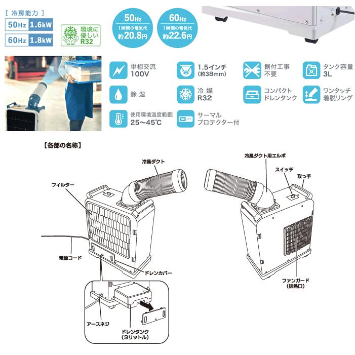 ナカトミ SAC-18 ミニスポットクーラー 冷房専用 タンク容量3L キャスター付き コンパクト NAKATOMI (代引不可) (法人限定) : 住設と電材の洛電マート Yahoo!店 ...