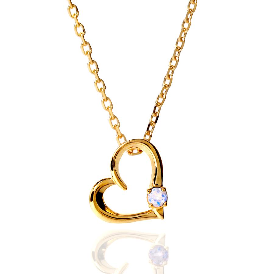6月 誕生石 ムーンストーン 天然石 日本製 ネックレス レディース オープンハート 18K ゴールドYGP シルバー925 誕生日プレゼント 妻 彼女 母の日 : セレクトショップ 楽 ...