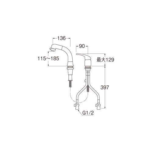 SANEI（水栓金具） 三栄水栓 K37110EJV-C-13 シングルスプレー混合栓(洗髪用) SANEI : 住設と電材の洛電マート plus - 通販 - Yahoo!ショッピング