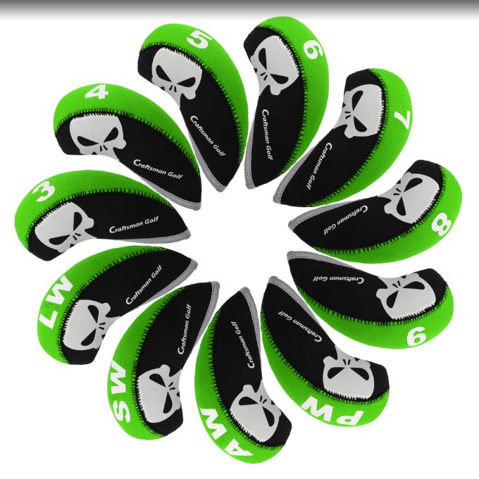 CRAFTSMAN アイアンカバー ゴルフヘッドカバー Iron Cover 11枚セット(3-9、PW、AW、SW、LW) スカル ネオプレン素材 かっこいい オシャレ ...
