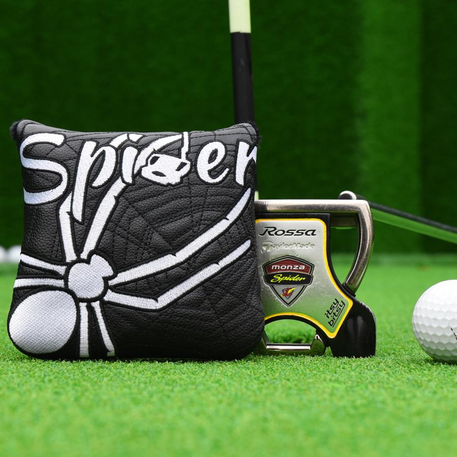 パターカバー マグネット付け 磁石タイプ開閉 マレット用 スパイダーイーエックス（SPIDEREX） 2ボール（2-BALL）に対応 クモ刺繍 ...