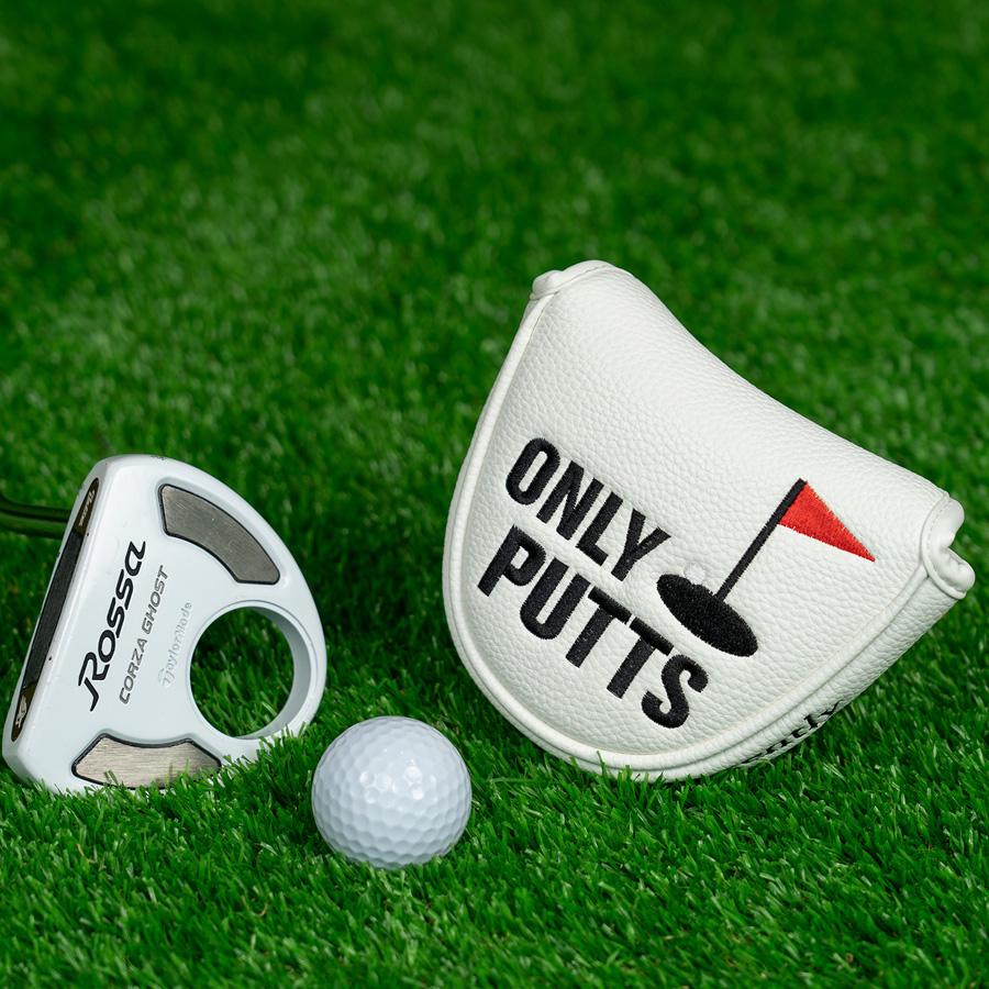 Craftsmanクラフトマン ゴルフパターカバー マグネット開閉 マレット マーカー付 クラブヘッドカバー 白い合成皮革 刺繍 ONLY ...