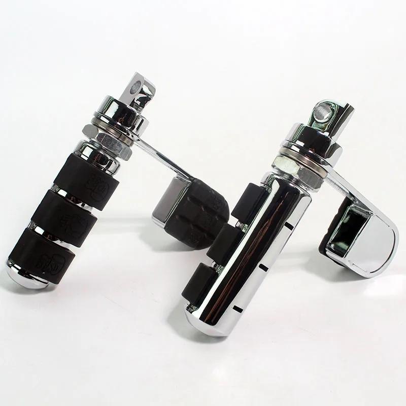 Cherk メッキ Skull Anti-Vibe フット ペグ Male マウント Heel Rest ハーレー ダビットソン ダイナ ...