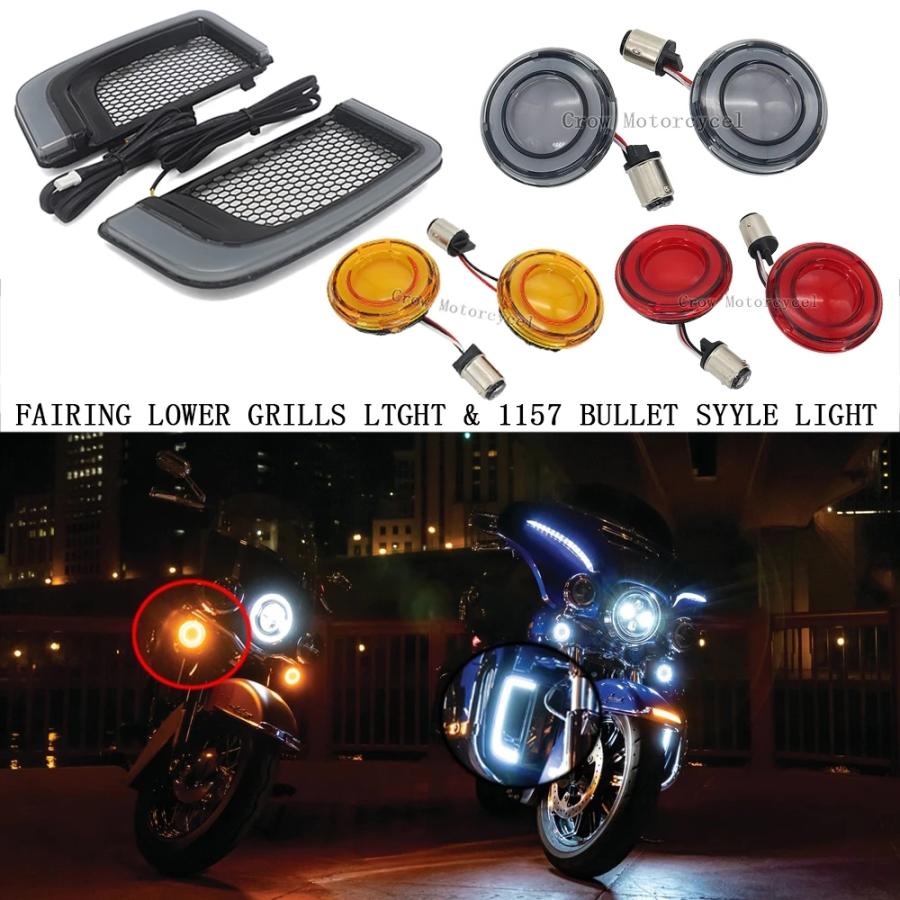 1157 Bullet Style LED Turn Signal Lights Fairing Lower Grills Light For ...