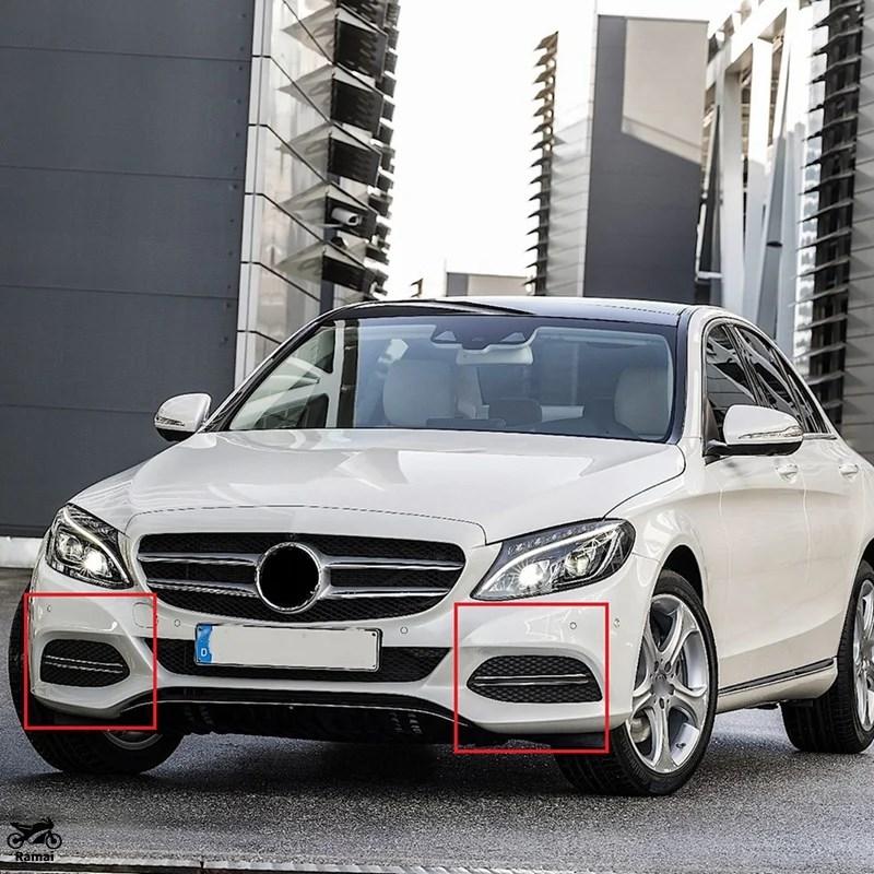 フロント バンパー グリル フォグ ライト カバー & メッキ メルセデス-ベンツ C クラス W205 C180 C200 C250 ...