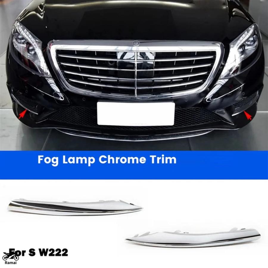 フロント バンパー グリル フォグ ランプ メッキ Tリム メルセデス ベンツ S クラス W222 S400L S500L 4 ...