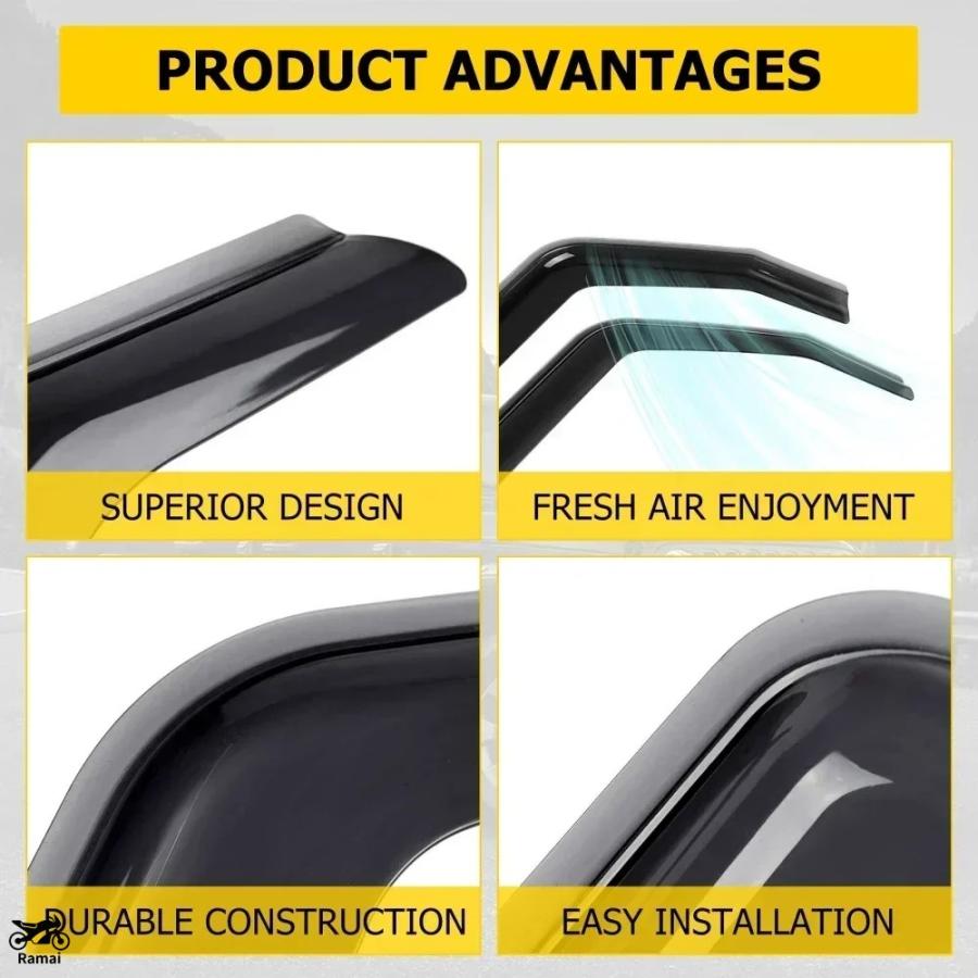 4Pcs Car Side Window Visor Sun Rain Deflector Waterproof Weather Shield ...