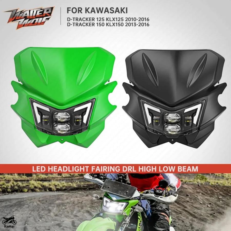 ダート バイク モトクロス E4 LED ヘッドライト アセンブリ フェアリング カワサキ D-Tラックer 125 250 150 KLX125 KLX150 KLX250 KLX300 ...