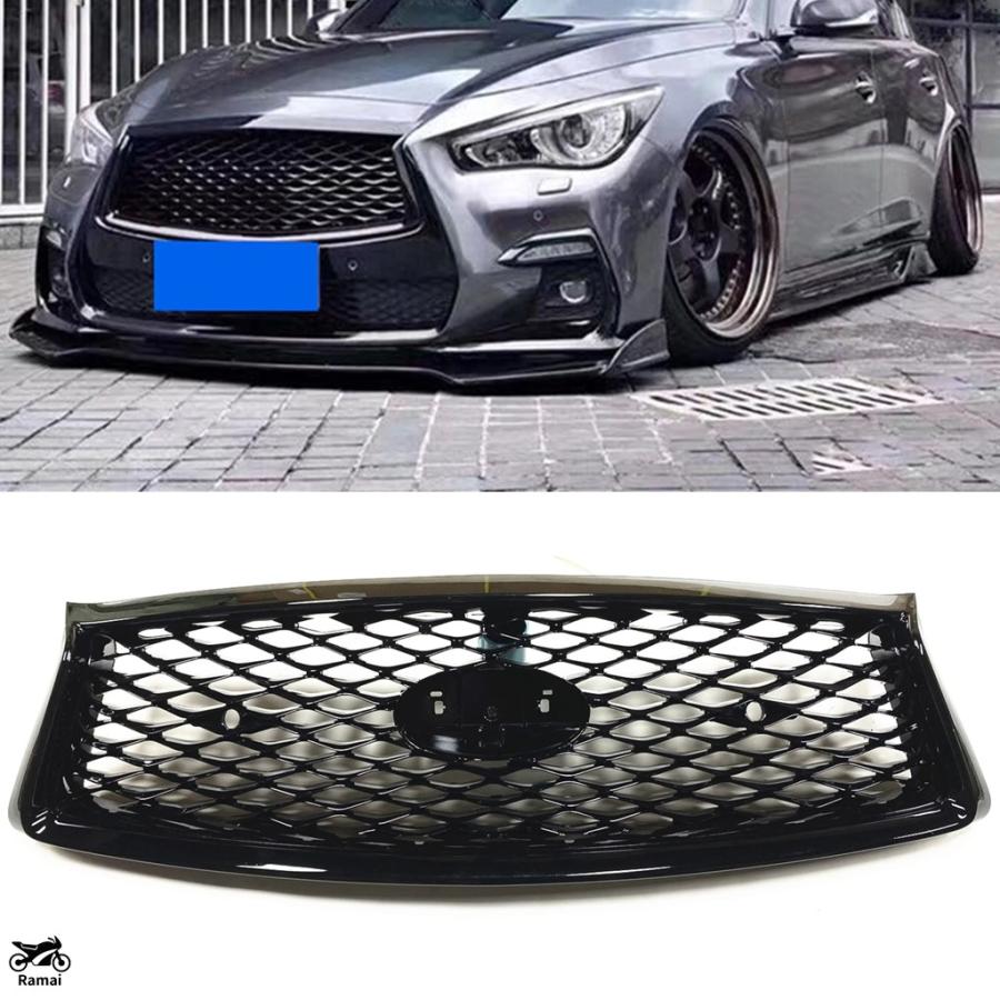 フロント グリル レーシング インフィニティ Q50 Q50S 2018年-2023 全モデル ハニカム つやあり ブラック バンパー フード メッシュ : ラマイストア - 通販 ...