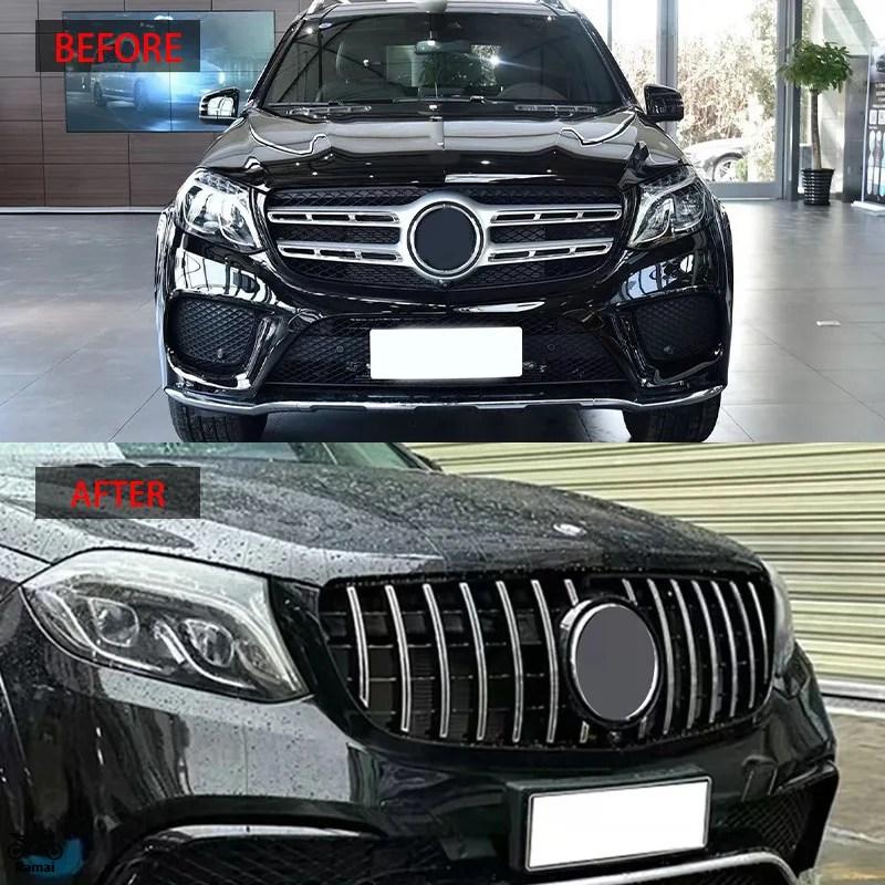 Glossy Black Radiator Grilles For 2016-2019 Mercedes Benz GLS X166 ...