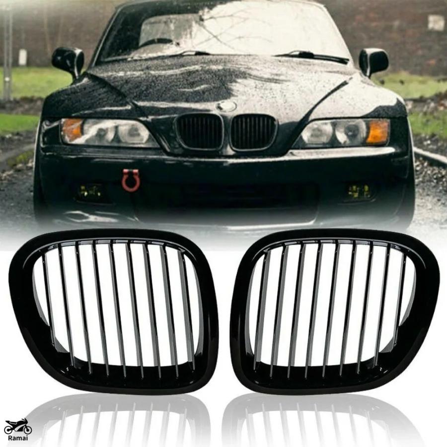 【並行輸入品】 BMW Z3 1996年-2002年 タイプ 1 ペア フロント グリル つやあり ブラック 左 右 サイド キドニー ...