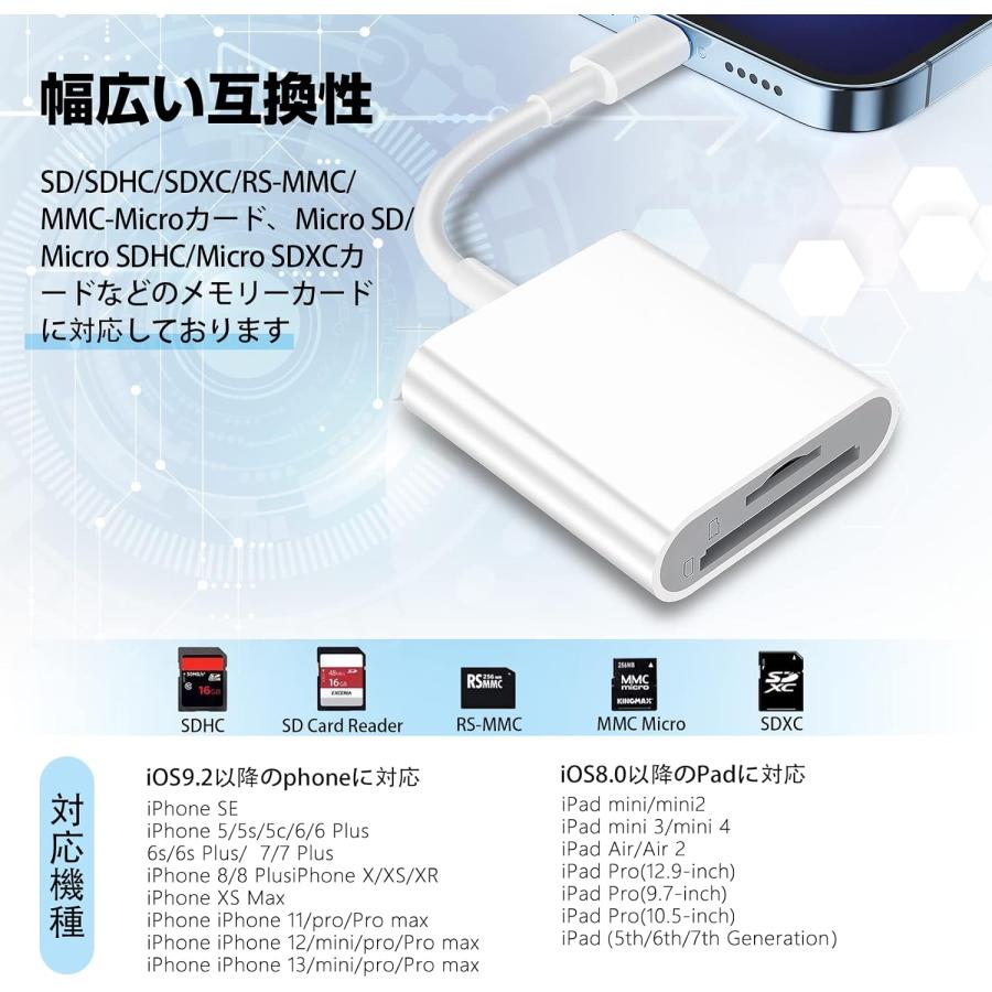 Side3 SDカードリーダー iPhone iPad lightning マイクロSDカード データ 転送 バックアップ microSD 高速データ転送 : ランクアップ本店 - 通販 ...