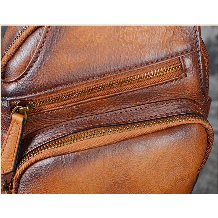 職人手作り ヌメ革 ボディバッグ ワンショルダー 牛本革 多機能 肩掛け