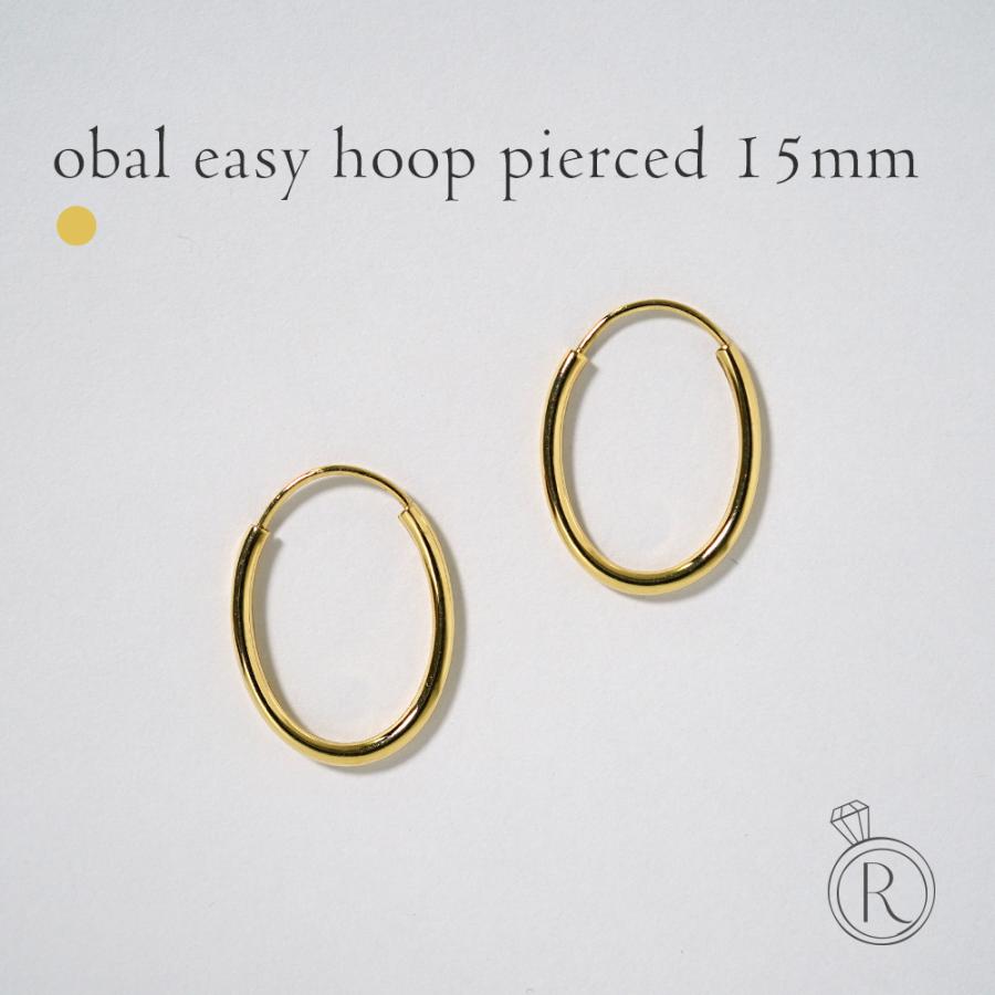 K18 オーバル イージーフープピアス 15mm レディース 女性用 18金 18K 地金 ゴールドジュエリー サークル パイプピアス シンプル 簡単装着 rpj1479a23 : RAPA ...
