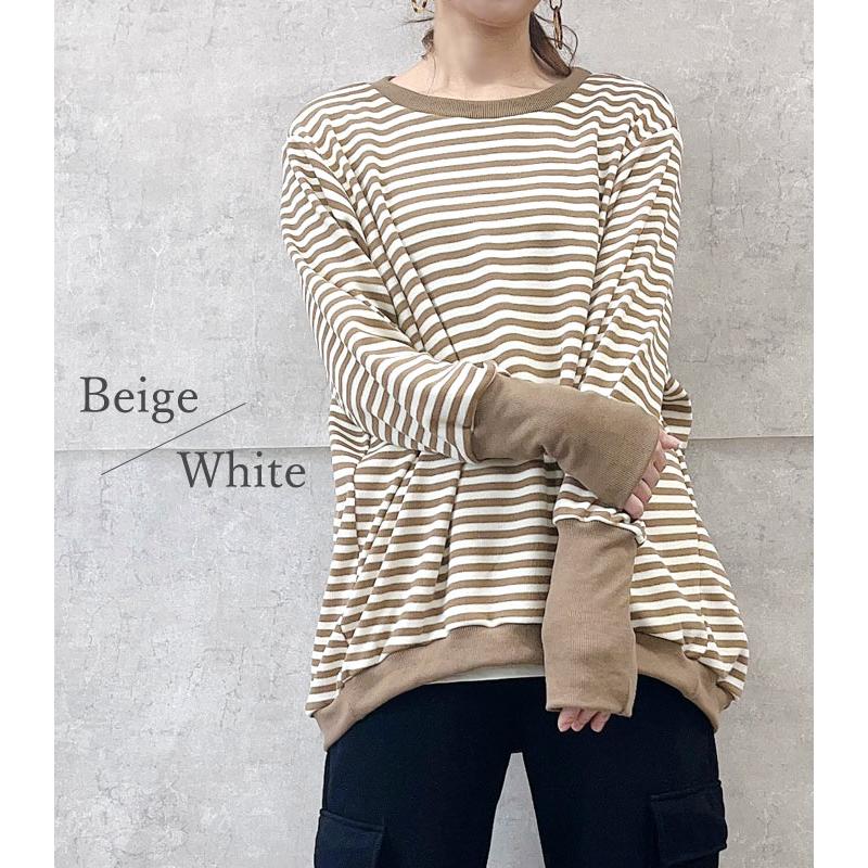 ボーダー ニットタッチ スウェット カットソー トップス レディース リブ長 長袖 [郵3]^t959^ : t959-1 : uricca ウリッカ - 通販 - Yahoo!ショッピング