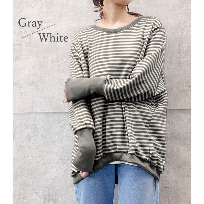 ボーダー ニットタッチ スウェット カットソー トップス レディース リブ長 長袖 秋 (送料無料)[郵3]^t959^ :t959:uricca ウリッカ - 通販 - Yahoo!ショッピング