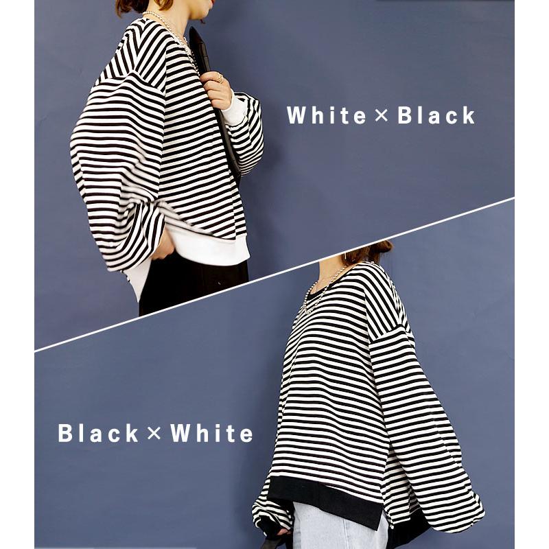 トレーナー ボーダー パフスリーブ ニットタッチ スウェット カットソー トップス レディース 長袖 [郵3]^t959n^ WT : t959 : uricca ウリッカ - 通販 ...