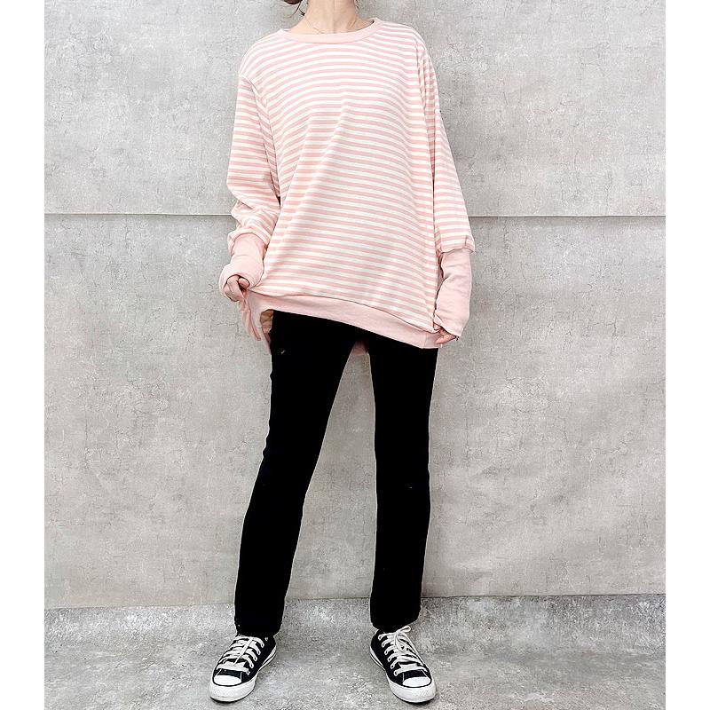 ボーダー ニットタッチ スウェット カットソー トップス レディース リブ長 長袖 秋 (送料無料)[郵3]^t959^ :t959:uricca ウリッカ - 通販 - Yahoo!ショッピング