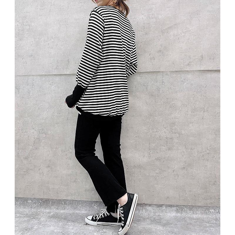 ボーダー ニットタッチ スウェット カットソー トップス レディース リブ長 長袖 秋 (送料無料)[郵3]^t959^ :t959:uricca ウリッカ - 通販 - Yahoo!ショッピング