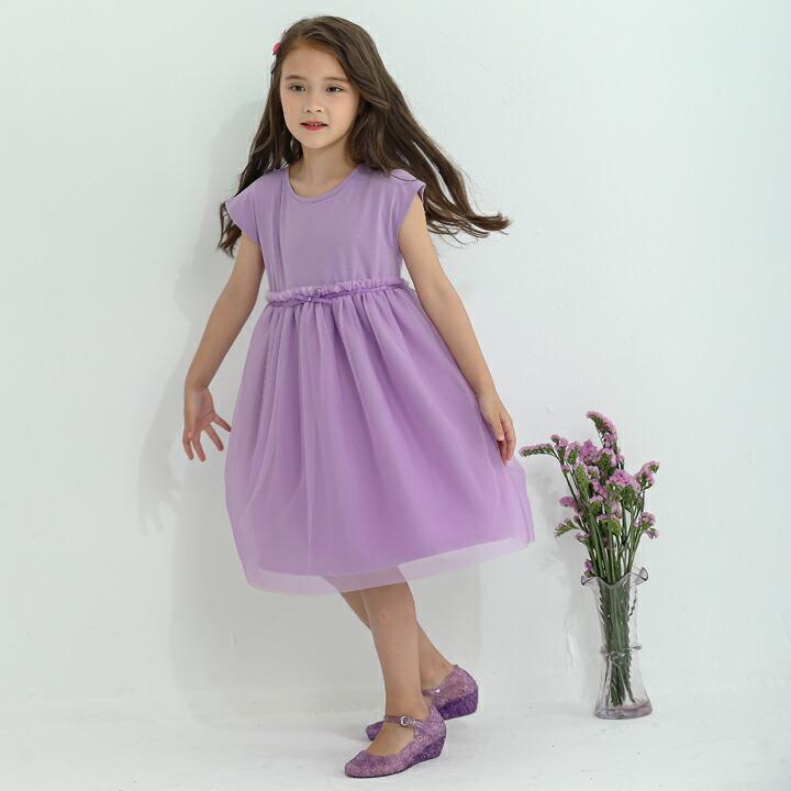 ワンピース ノースリブ 半袖 フレンチ袖 チュール 子供服 女の子 100cm 110cm 120cm 130cm 140cm 春 夏 プリンセス 発表会 : Maison de Ravi ...