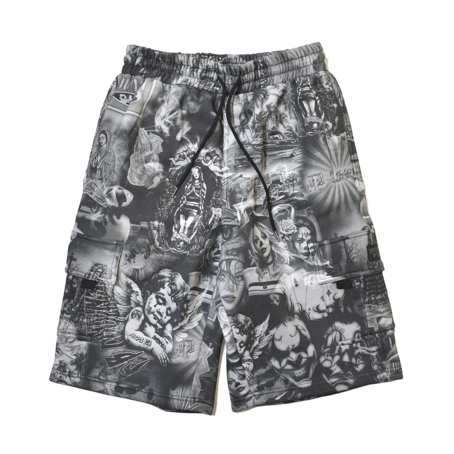 FB County Laser Print Fleece Cargo Shorts - Black メンズ レディース エフビーカウンティ ...