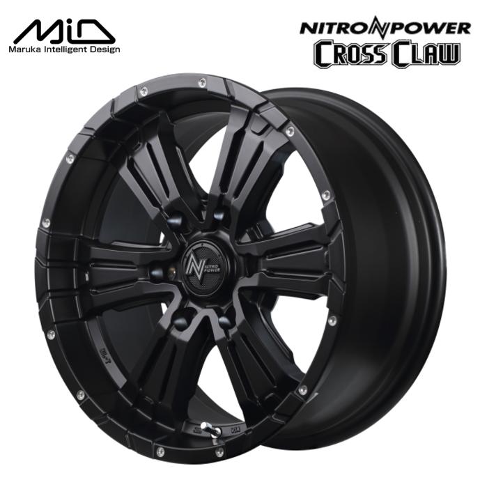 NITRO POWER 200系ハイエース CROSS CLAW 17インチ 6.5J インセット38 6穴 PCD 139.7 セミグロスブラック/ピアスドリルド スポーク ホイール4本 ...