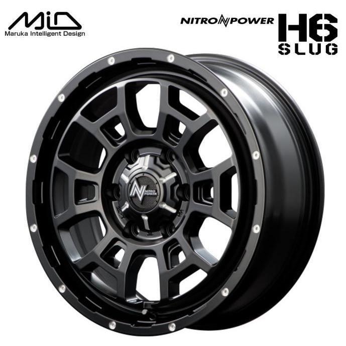 NITRO POWER 200系ハイエース/レジアスエース H6 SLUG 16インチ 6.5J インセット38 6穴 PCD 139.7 セミグロスブラック/マシニング ホイール単品 1本 ...