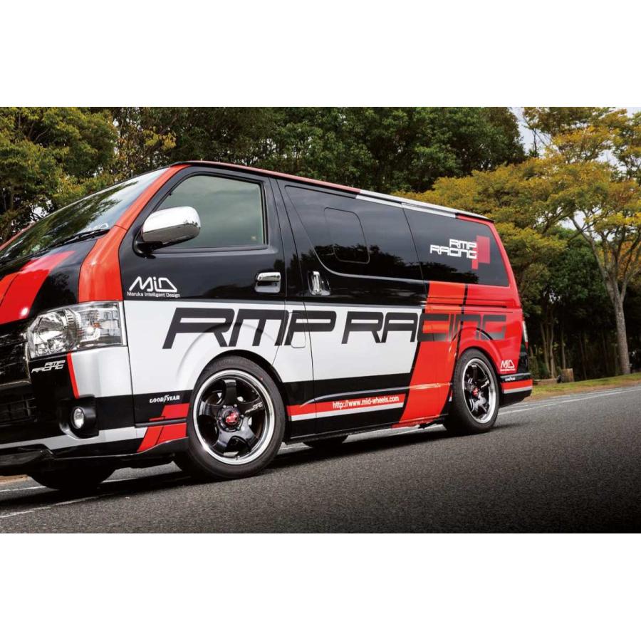 RMP マルカサービス MID RACING R05-HC 18インチ 8J インセット38 6穴 PCD139.7 ブラック/ヴァーティカルポリッシュレッドライン ホイール単品4本セット ...