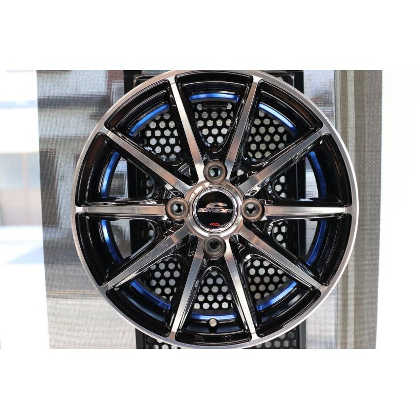 シュナイダー マルカサービス SX-2 12インチ 3.5J インセット42 4穴 PCD 100 ブラックポリッシュ+アンダーカットブルークリア ホイール 単品1本 軽自動車 Kカー ...