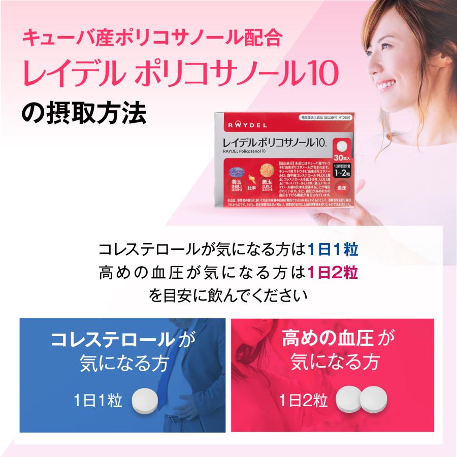 定期 レイデル ポリコサノール10 1か月分 1箱 機能性表示食品 悪玉コレステロールと高めの血圧を下げる LDLとHDLの比率（LH比）を改善 : RAYDELオンラインショップ - 通販 ...