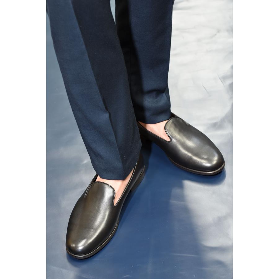 【Le Misca by RAYMAR】Albert プレーントゥ スリッポン ブラック ゴートライニング フルマッケイ製法 23.5cm ...