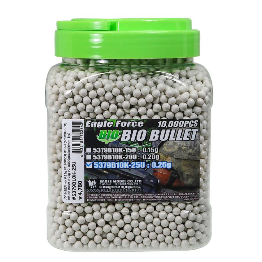 イーグルフォース(EAGLE FORCE)/5379B10K-25U/バイオ・BBブレット 0.25g V2 10000発 ホボトル入(6mm弾・バイオ) : 5379b10k-25u ...