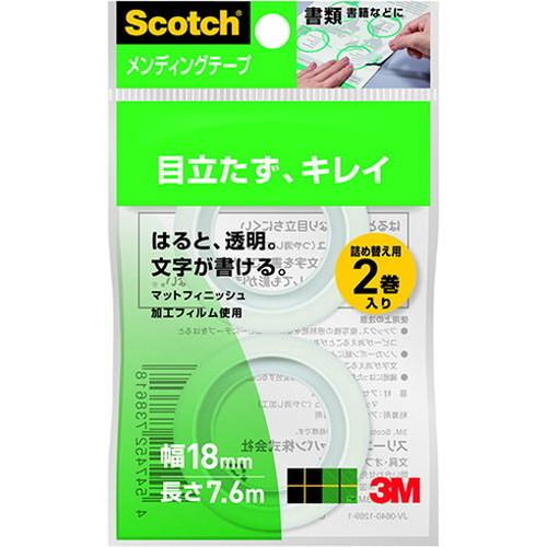 3M Scotch スコッチ メンディングテープ詰替え用2巻入 18mm×7.6m 3M-CM18-R2P 代引不可 メール便 : リコメン堂 ...