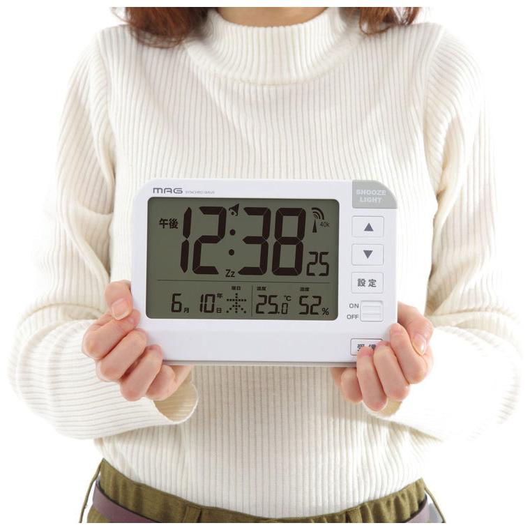 デジタル 置き時計 MAG 電波目覚まし時計 ホーネット T-767 WH-Z 卓上 電波 電波時計 温度 湿度 カレンダー ライト コンパクト : リコメン堂インテリア館 - 通販 ...