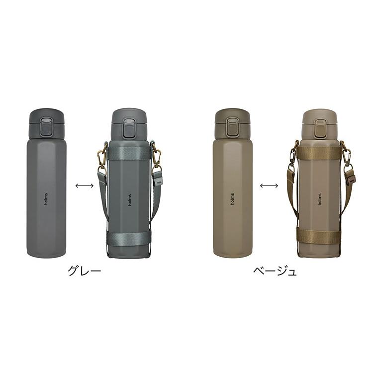 オクタ ワンタッチボトル 460ml CBジャパン holms 保温 保冷 ボトル 水筒 八角形 ステンレス製 ホルダー付き ベルト付き グレー ベージュ ギフト 代引不可 : リコメン堂 ...