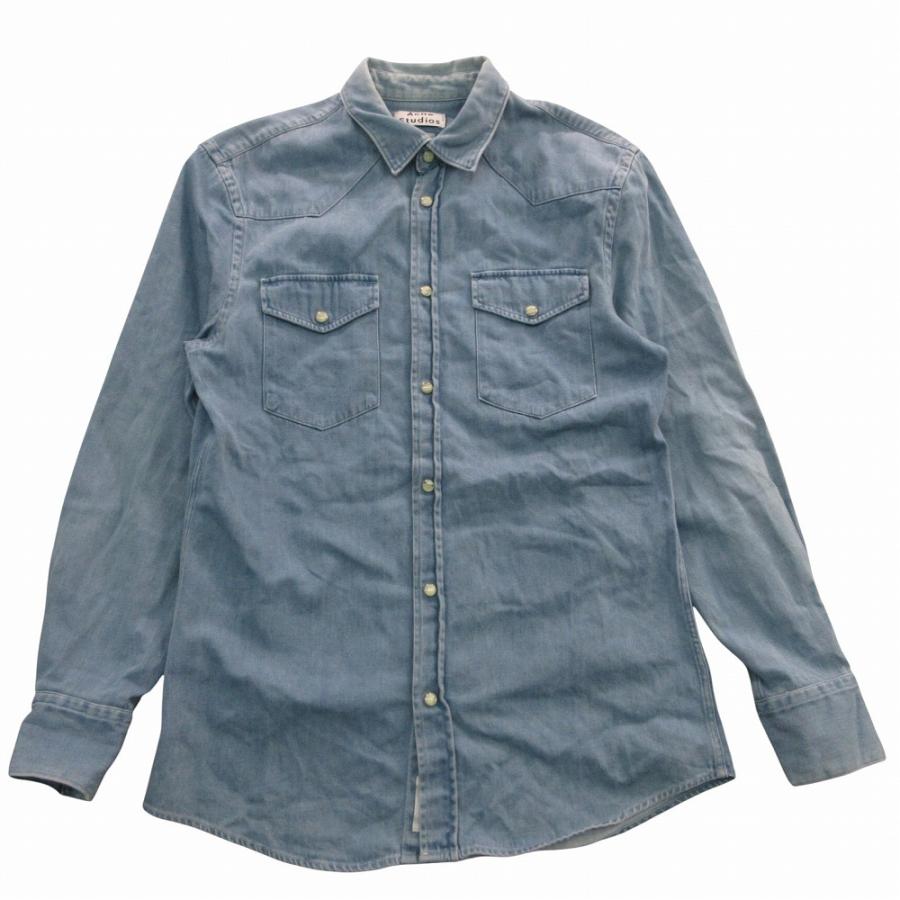 Acne Studios（アクネ ストゥディオズ） デニム ウエスタン シャツ 長袖 EWING DEN PSS16 サイズ44 S ブルー ...