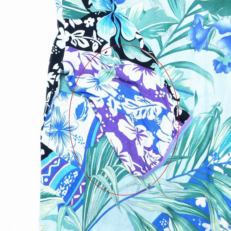 LEONARD レオナール ハイビスカス ボタニカル ワンピース 五分袖 膝丈 ハーフ ストレッチ カットソー 40 L ライトブルー ur3 : コムレイドバージ ヤフー店 - 通販 ...