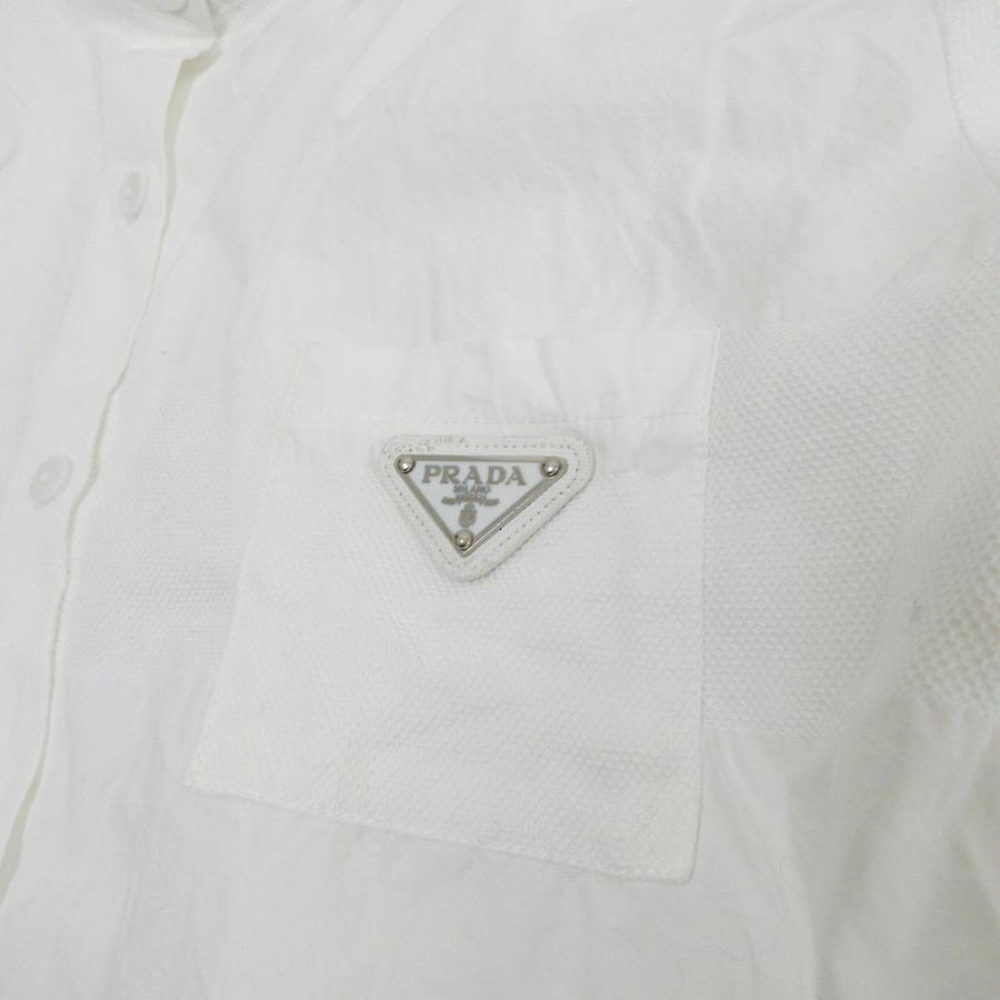 PRADA プラダ トライアングルロゴ 三角ロゴ ボーダー柄 バンドカラー シャツ 半袖 レディース 2022年 /TNT : コムレイドバージ ヤフー店 - 通販 - Yahoo!ショッピング