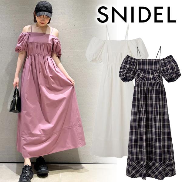 SNIDEL \期間限定10%OFF／予約商品/SNIDEL スナイデル オフショルパフスリワンピース SWFO254019 7月中〜8月中入荷予定 25SS 2025春夏キャンセル返品不可 ...