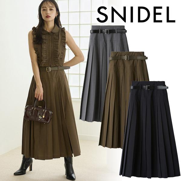 SNIDEL \10%OFF 7/14(月)12時〜／予約商品/SNIDEL スナイデル ベルト付きプリーツロングスカート SWFS254129 8月上〜9月上入荷予定 25FW 2025秋冬 ...