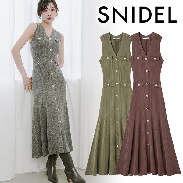 SNIDEL \10%OFF 7/14(月)12時〜／予約商品/SNIDEL スナイデル ノースリーブフロントボタンニットワンピース SWNO254133 8月上〜9月上入荷予定 25FW ...