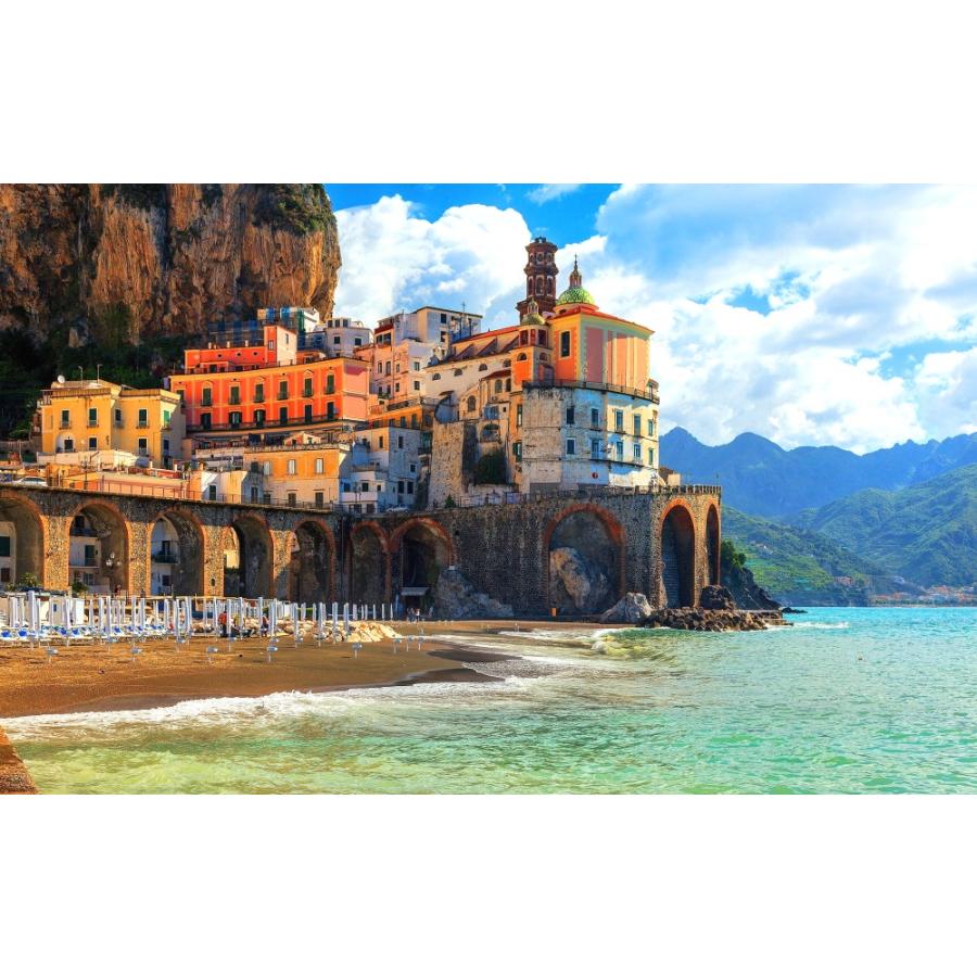 絵画風 壁紙ポスター ポジターノ アマルフィ海岸 カンパニア州 イタリア 地中海 キャラクロ AMLF-003W2 (ワイド版 603mm× ...