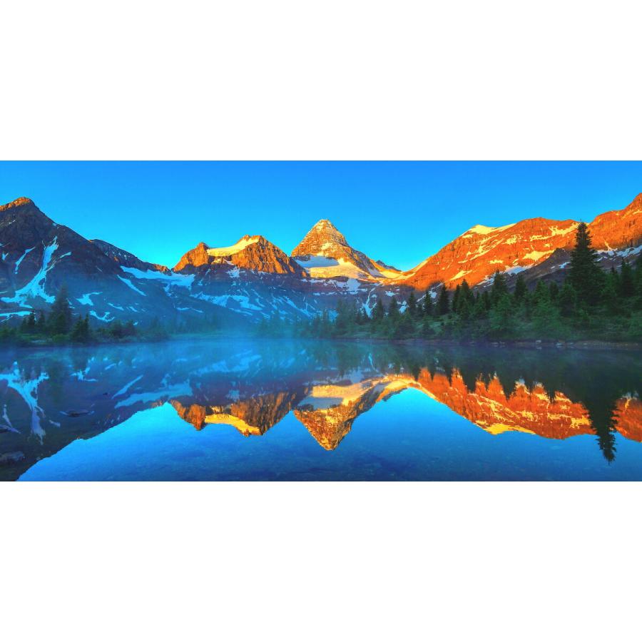 絵画風 壁紙ポスター (はがせるシール式) -地球の撮り方- 天を刺す白銀の山頂 カナディアンロッキー キャラクロ C-ZWD-046S1(パノラマS版 1152mm×576mm) : レアル ...