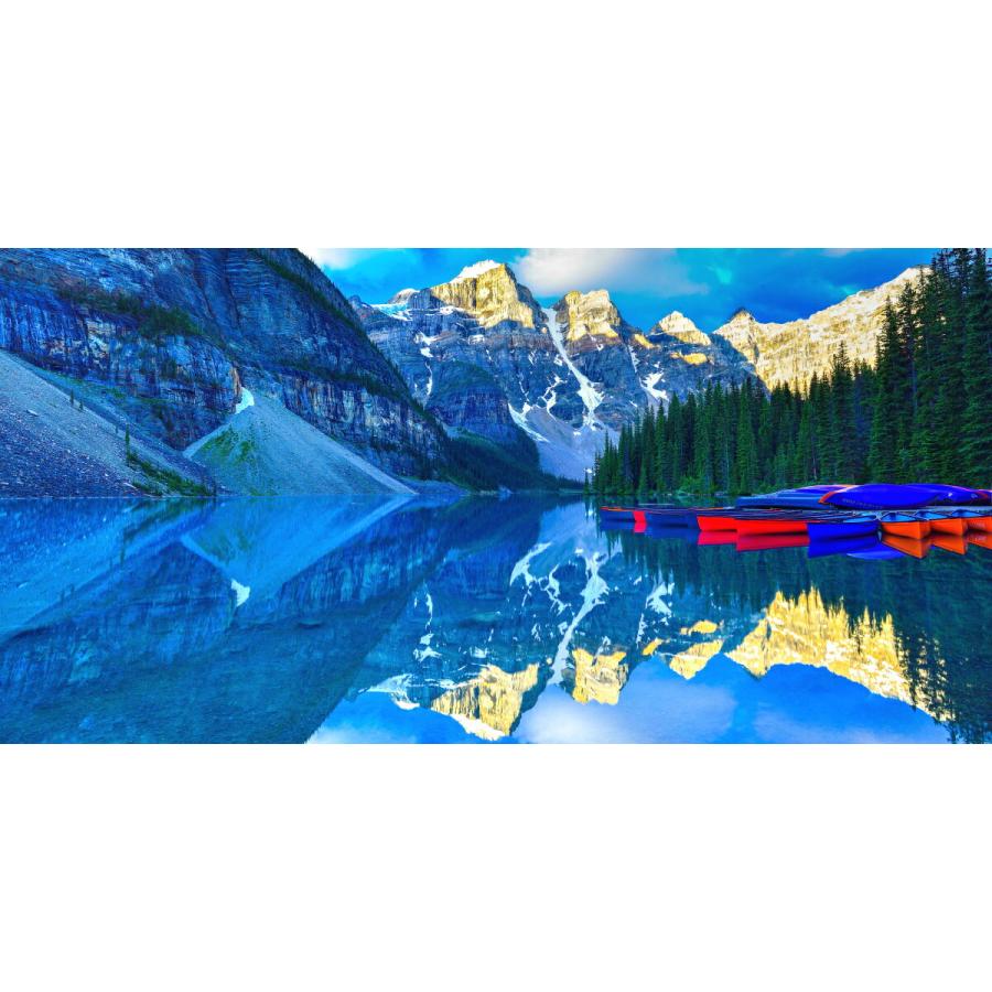 絵画風 壁紙ポスター (はがせるシール式) -地球の撮り方- ターコイズブルーの絶景 モレーン湖 キャラクロ C-ZWD-050S1(パノラマS版 1152mm×576mm) : レアル ...