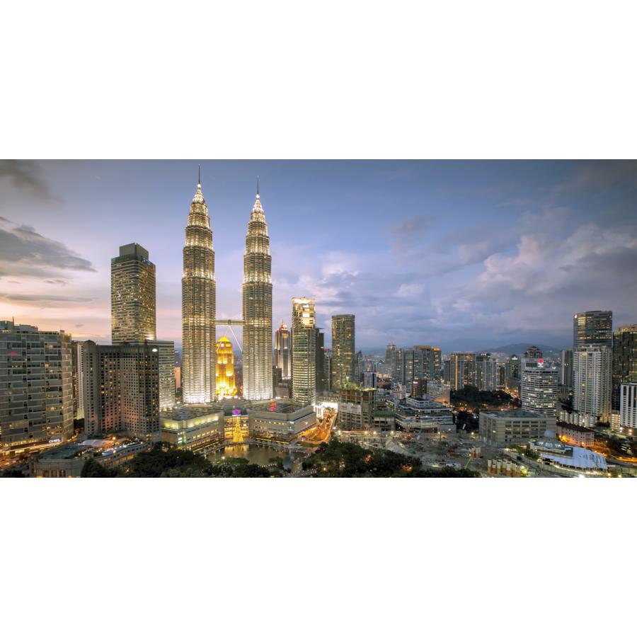 絵画風 壁紙ポスター クアラルンプール 夜明けのペトロナスツインタワー KLCC マレーシア キャラクロ KLP-002SB1 (パノラマS版 1152mm×576mm) : レアルインター ...