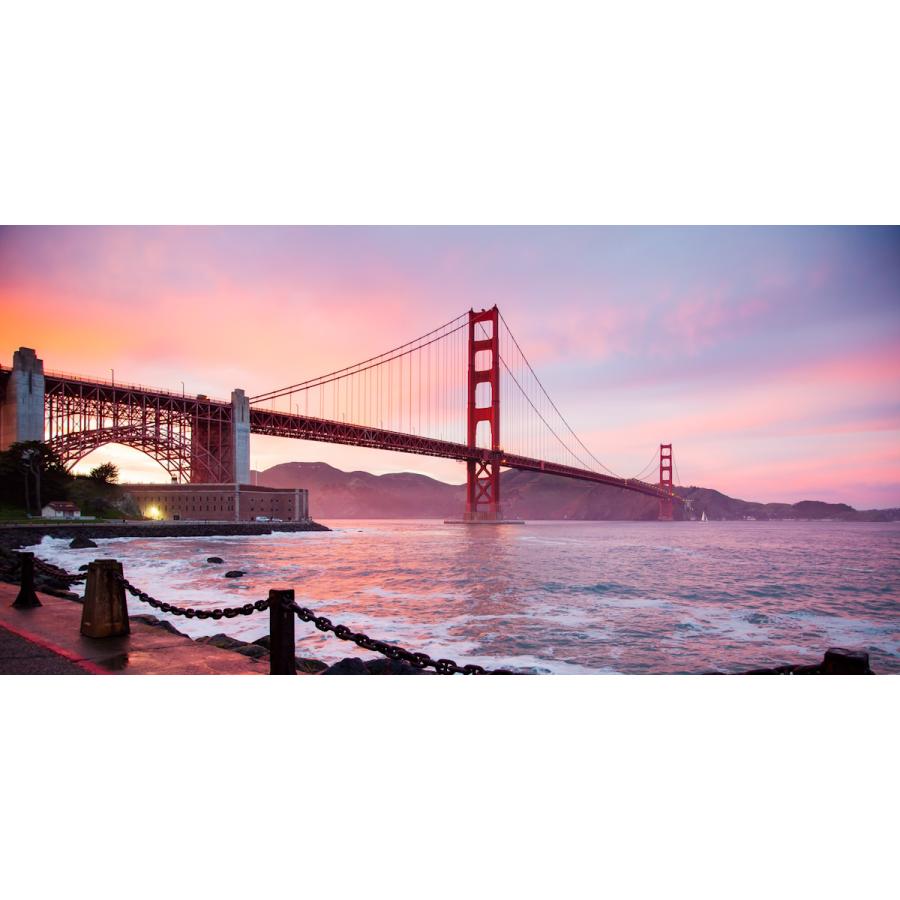 絵画風 壁紙ポスター ゴールデンゲート ブリッジ 夕焼け サンフランシスコ 橋 金門橋 キャラクロ SFC-004S1 (パノラマS版 1152mm×576mm) : レアルインターショップ ...