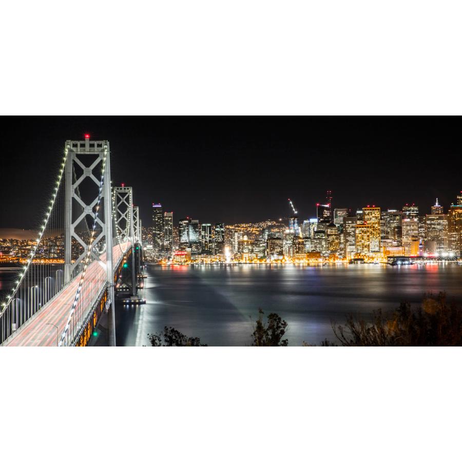 絵画風 壁紙ポスター サンフランシスコ・オークランド・ベイブリッジ 夜景 橋 キャラクロ SFC-012S1 (パノラマS版 1152mm×576mm) : レアルインターショップ - 通販 ...