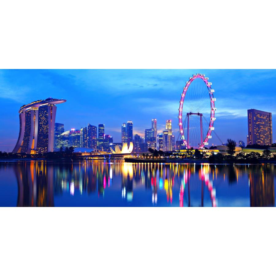 絵画風 壁紙ポスター シンガポール 夕暮れ 夜景 パノラマ マリーナ・ベイ キャラクロ SGP-006SB1 (パノラマS版 1152mm×576mm) : レアルインターショップ - 通販 ...