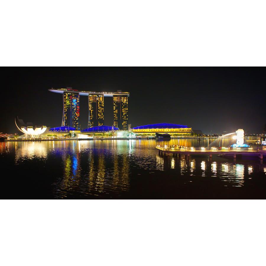 絵画風 壁紙ポスター シンガポール 夜景 マリーナベイ・サンズ マーライオン キャラクロ SGP-008SB1 (パノラマS版 1152mm×576mm) : レアルインターショップ - 通販 ...